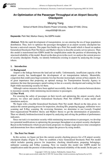 Pdf An Optimization Of The Passenger Throughput At An Airport