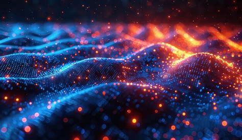Abstract Digital Landscape With Glowing Particles Premium Ai