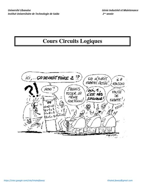 Cours Circuits Logiques Download Free Pdf Algèbre De Boole Logique Enseignement Des