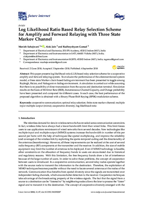 pdf log likelihood ratio based relay selection scheme for amplify and