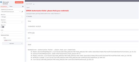 Credentials Error In Integration With Microsoft Outlook Questions