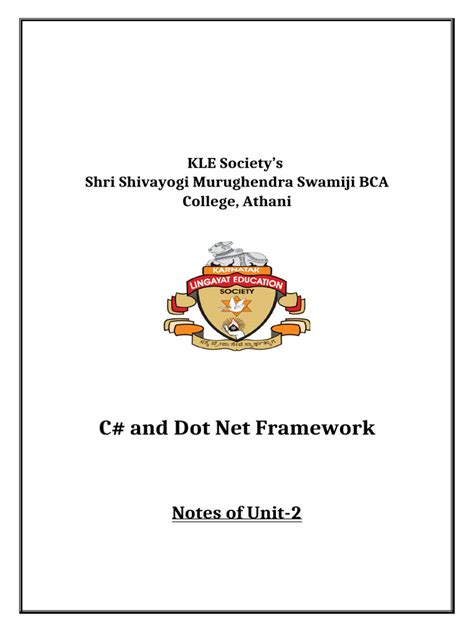 Unit 2 Pdf C Sharp Programming Language Integer Computer Science