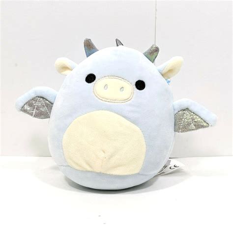 Squishmallows Blue Dragon Plush Silver Wings Horn 6 Periwinkle Stuffed