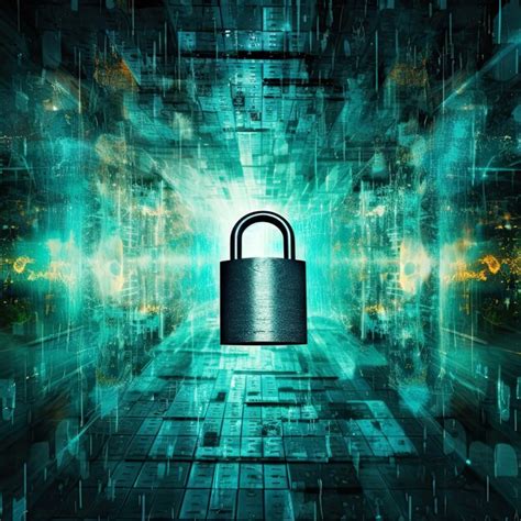 Premium Ai Image Cybersecurity The Lock Is In The Middle Of The Data