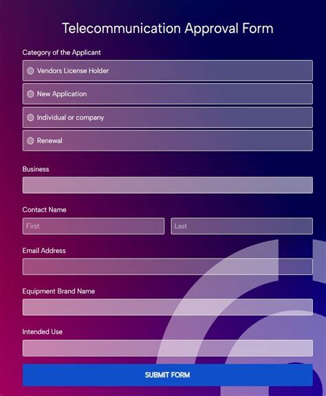 Free Telecommunication Approval Form Template 123FormBuilder