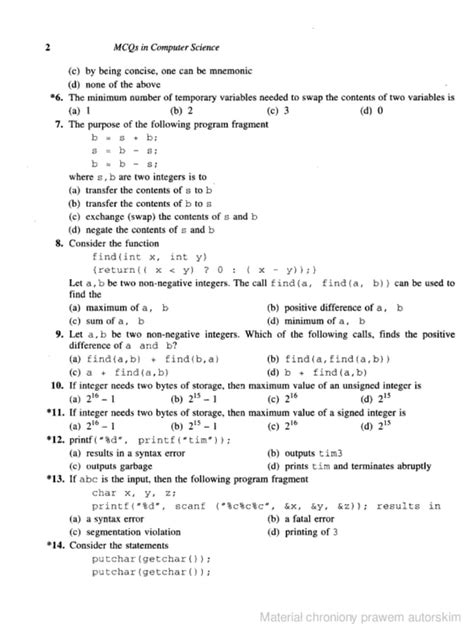 Computer Science Objective Questions Pdf