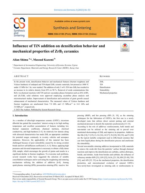 Pdf Influence Of Tin Addition On Densification Behavior And
