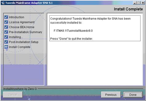 Installing The Tuxedo Mainframe Adapter For Sna Software