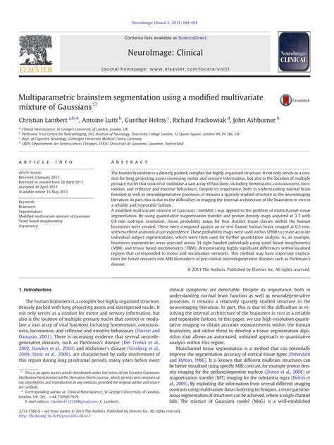 Pdf Multiparametric Brainstem Segmentation Using A Modified
