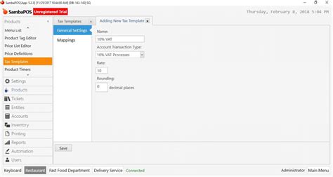 How To Add Tax VAT SambaPOS Knowledgebase