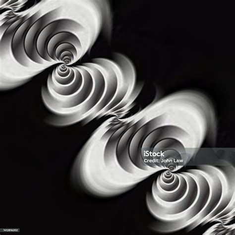 흑백색과 회색 곡선의 동심원 원형 디자인과 패턴의 단색 미래 클러스터 0명에 대한 스톡 사진 및 기타 이미지 0명 3차원 형태 검은색 Istock