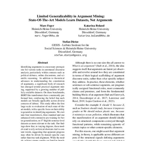 Limited Generalizability In Argument Mining State Of The Art Models Learn Datasets Not