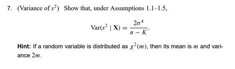 Solved Variance Of S Show That Under Assumptions Chegg Com