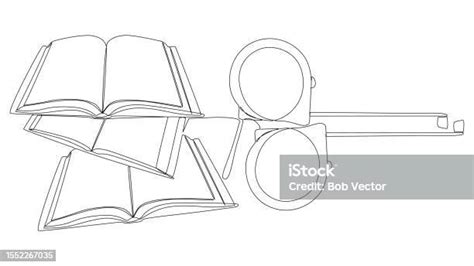 눈금자 테이프가 있는 책의 연속 한 줄 가는 선 그림 벡터 측정 가이드 개념입니다 등고선 그리기 창의적인 아이디어 개선에 대한