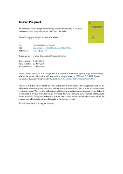pdf an enhanced hybrid image watermarking scheme for security of