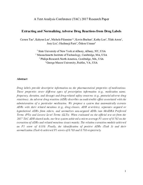 Pdf Extracting And Normalizing Adverse Drug Reactions From Drug Labels