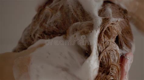 Woman Washing Her Hair With Shampoo In The Shower With Foamy Lather Stock Video Video Of