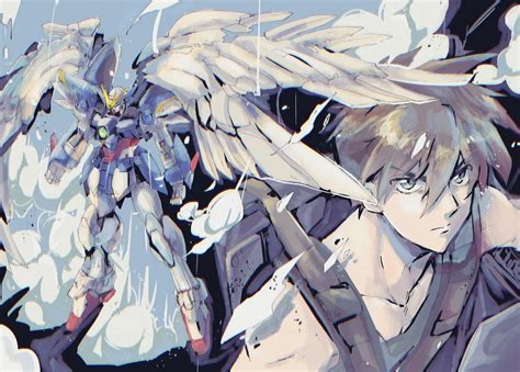 Heero Yuy And Wing Gundam Zero Custom Gundam And 2 More Drawn By Kare