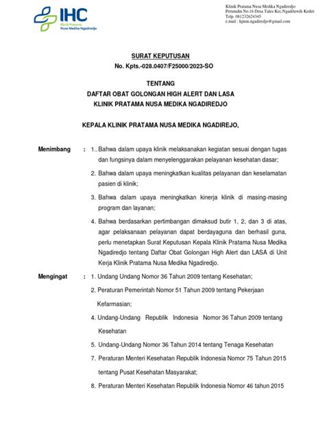 Sk Obat Lasa High Aler Ngad Fix Pdf Pengembangan Diri