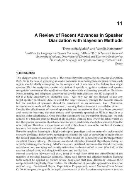 Pdf A Review Of Recent Advances In Speaker Diarization With Bayesian Methods