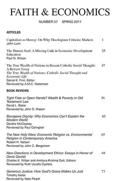 Faith And Economics Issue 57 Spring 2011 The Association Of Christian
