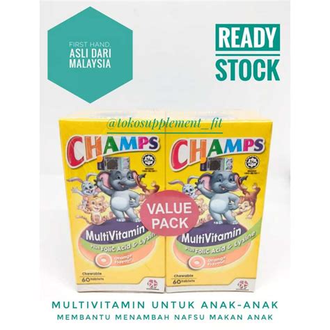Jual Champs Multivitamin Plus Folic Acid And Lysine Orange Flavour Isi 60 Chew Tab Shopee Indonesia