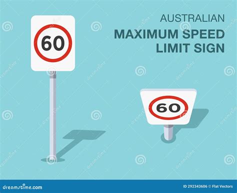 Isolated Australian Maximum Speed Limit Sign Front And Top View Stock Vector Illustration Of