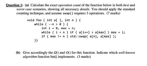 Solved Question A Calculate The Exact Operation Count Chegg