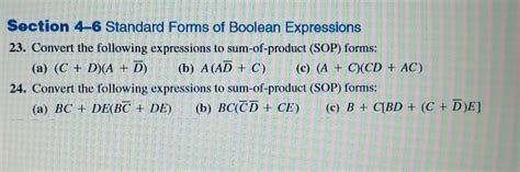 Solved Section 4 6 Standard Forms Of Boolean Expressions 23