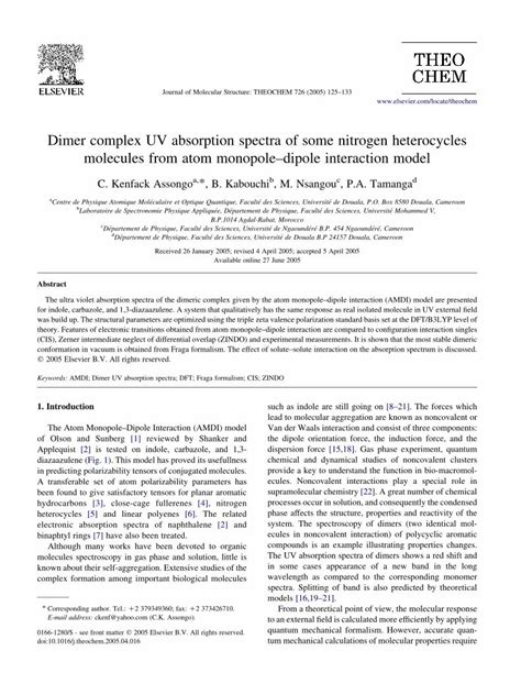 Pdf Dimer Complex Uv Absorption Spectra Of Some Nitrogen Heterocycles