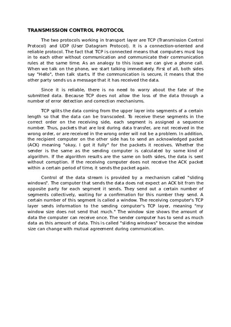 Doc Transmission Control Protocol Docx