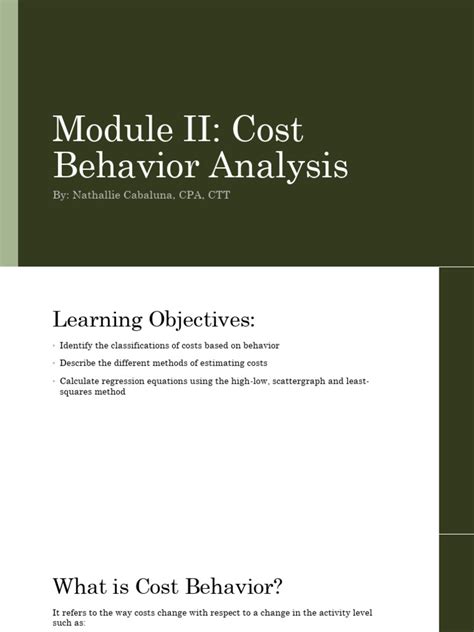 Module 2 Cost Behavior Analysis Pdf