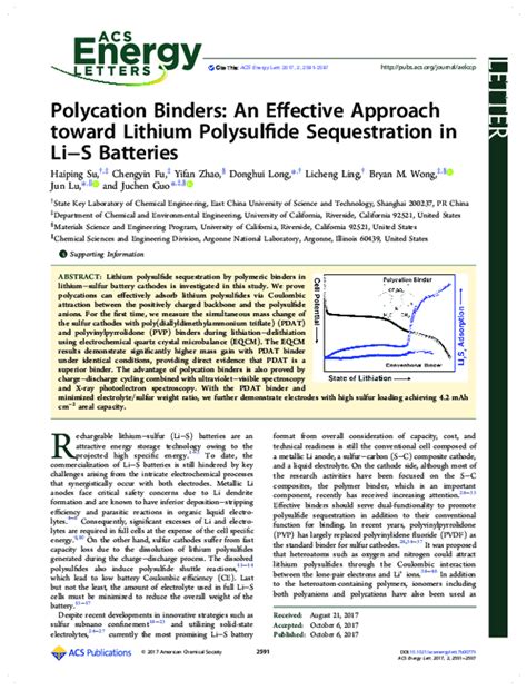 Pdf Polycation Binders An Effective Approach Toward Lithium