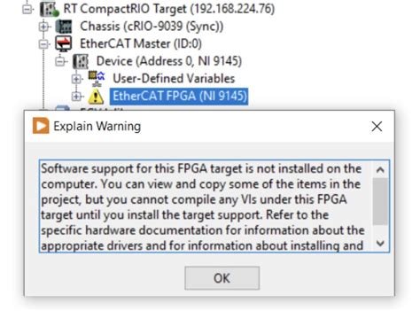 Software Support Not Installed For Ethercat Fpga Ni