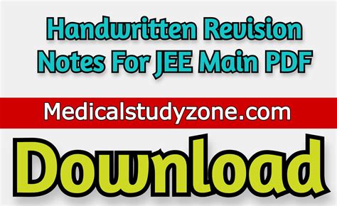 Iit Jee Toppers Handwritten Notes 2021 Pdf Free Download Medical