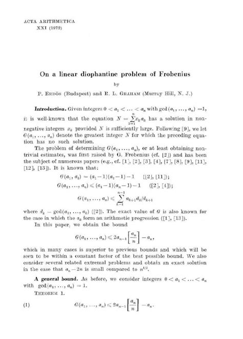 Pdf Acta Arithmeticap Erdos 1972 06 Pdfacta Arithmetica Xxi 1972 On