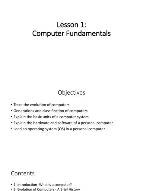 Lesson 1 Computer Fundamentals Pdf Random Access Memory Computer Data Storage