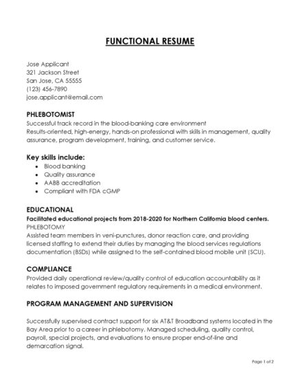 Functional Resume Format When To Use Examples