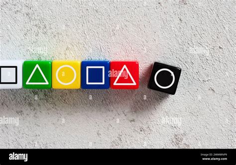 Geometrical Shapes On Colorful Cubes In Same Sequence Pattern Logic