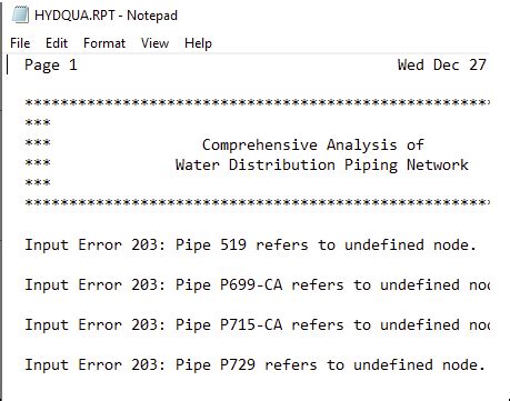 Input Error Pipe XX Refers To Undefined Node In InfoWater Pro