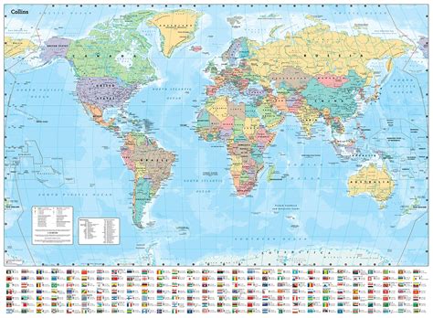 Collins World Wall Laminated Map Collins Maps Amazonsg Books