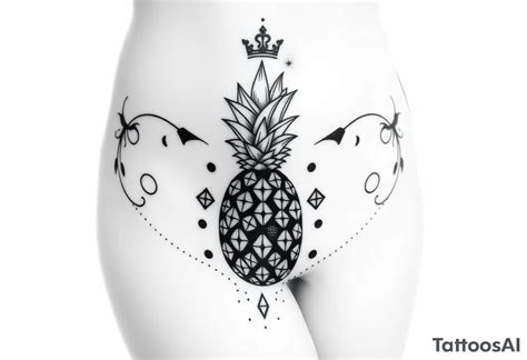 Design Around A Vagina And Anus Using A Pineapple With Diamonds And