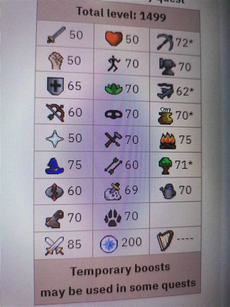 Here Is The Total Levels You Need To Do Every Quest In The Game R2007scape