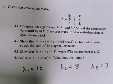 Solved Given the covariance matrix Σ A₁ Chegg