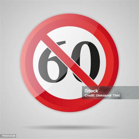 빨간색 금지 정지 기호 빨간 원 경고 및 속도 제한 60km 기호 단순히 벡터 그래픽 일러스트레이션 속도 제한 60 허용되지 않는 개체와 흰색 배경에 고립 된 입력 또는