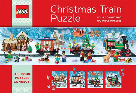 Lego Christmas Train Puzzle Four Connecting 100 Piece Puzzles