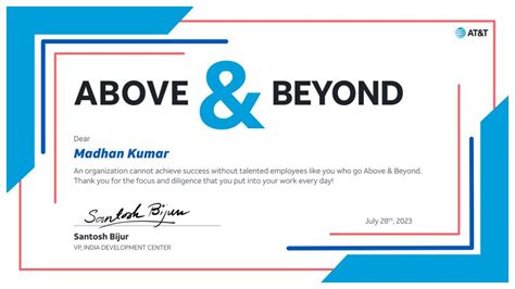 madhan kumar on linkedin gratitude awardrecognition 2023july attemployee att