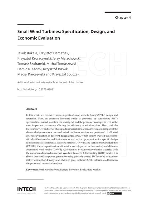 Pdf Small Wind Turbines Specification Design And Economic Evaluation