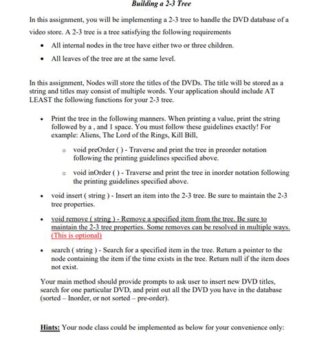 solved building a 2 3 tree in this assignment you will be