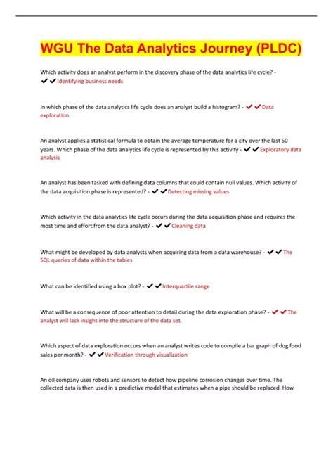 Wgu The Data Analytics Journey Pldc Latest 202324 Updated And Verified Guaranteed Success